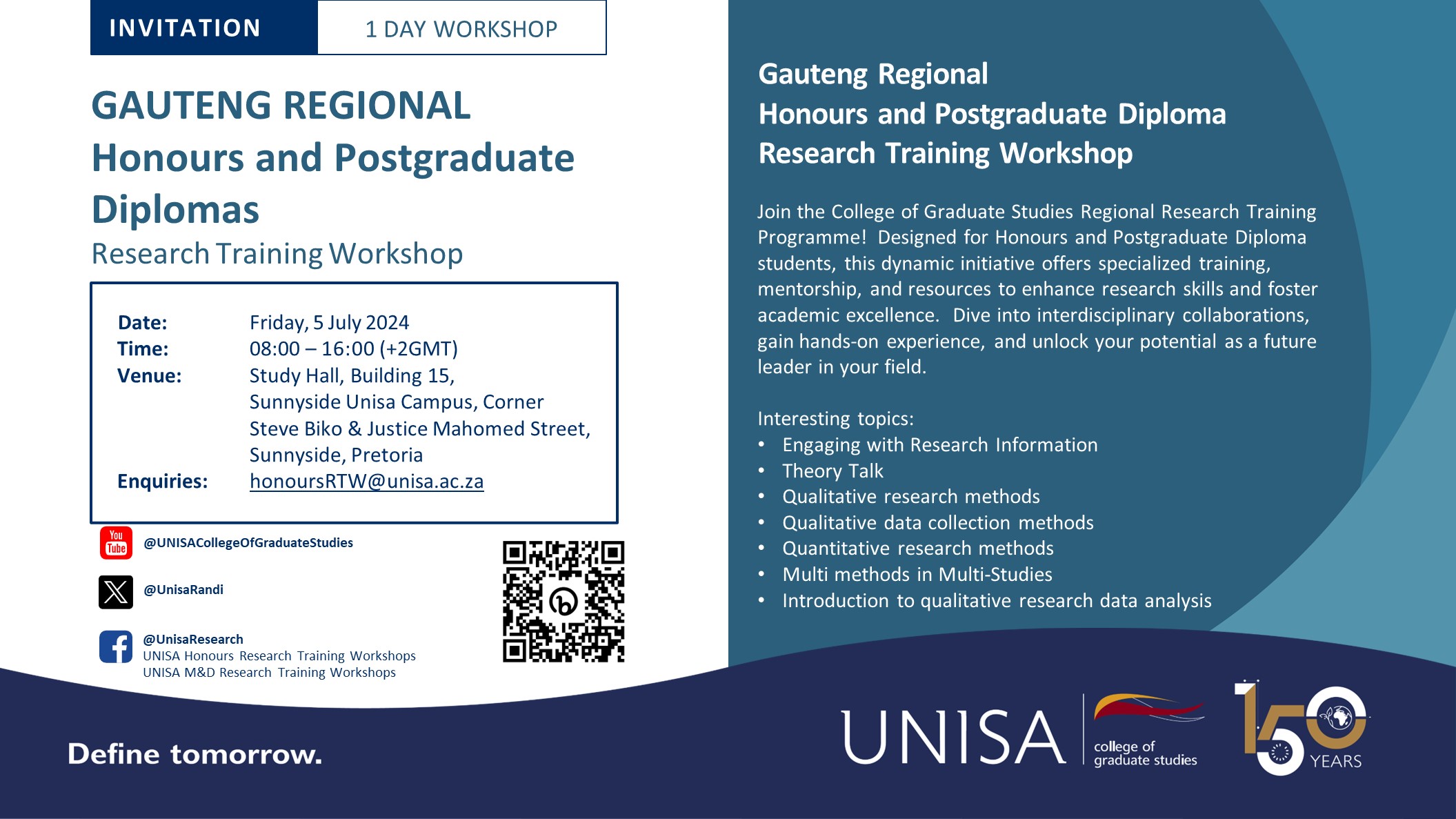Honours and postgraduate diploma research training workshop (Gauteng)